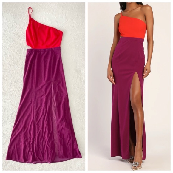 Lulus | Dresses | Nwot Lulus Pure Chic Red And Purple Asymmetrical ...